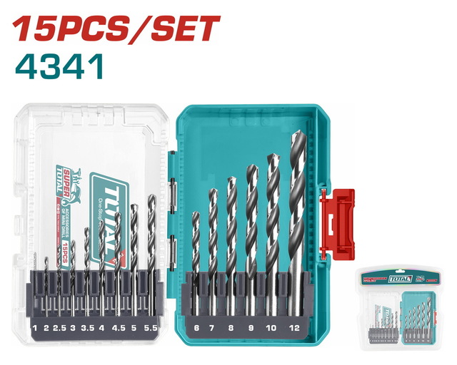 TOTAL 15 Pcs 4341 HSS drill bits set (TACSDL51506)