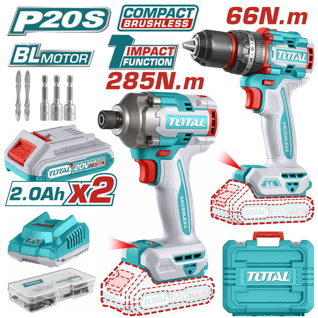 TOTAL Cordless 2 pcs combo kit (TCKLI20277E)