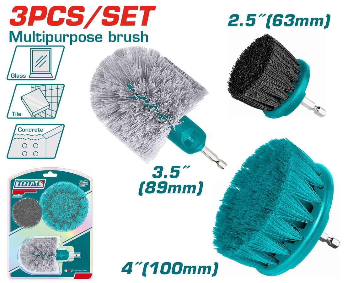 TOTAL3 Pcs Multipurpose brush set (TACB0301)