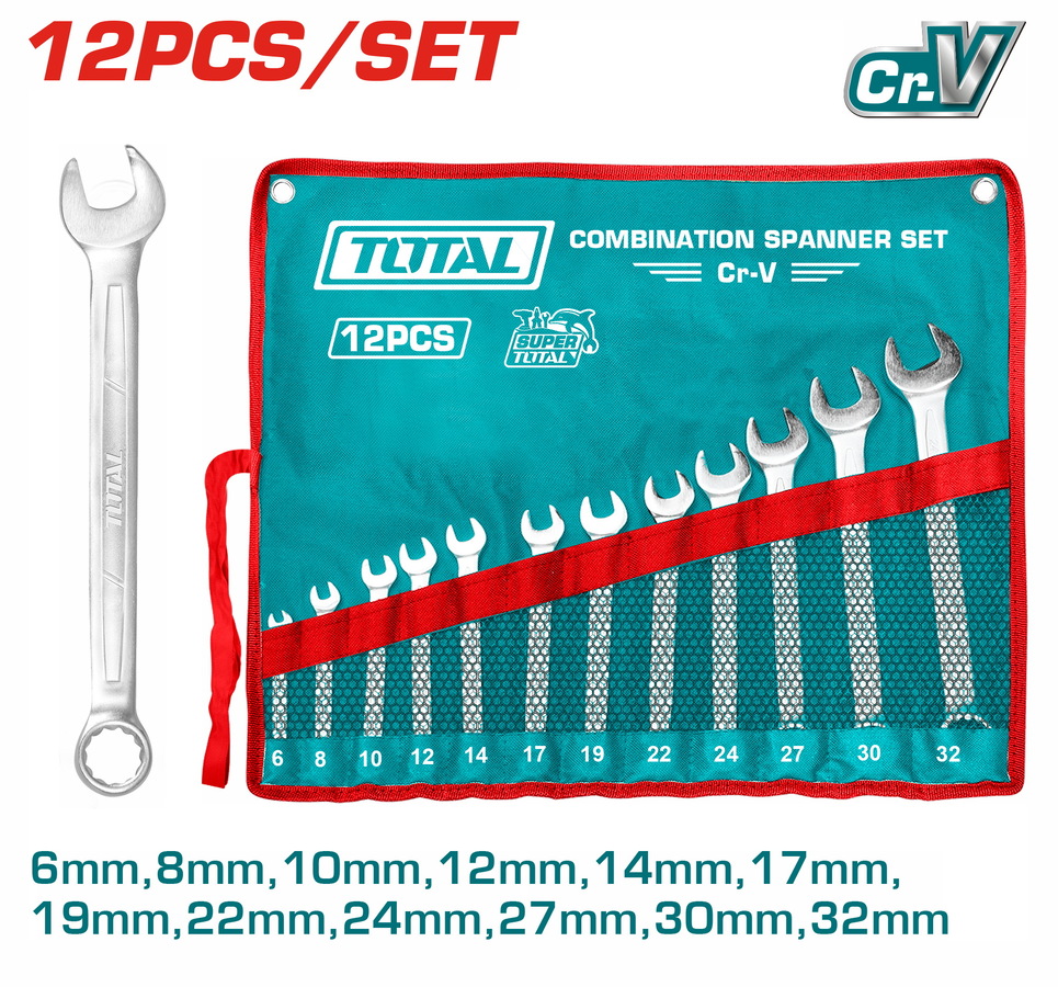 TOTAL 12 Pcs combination spanner set (THT1022122)