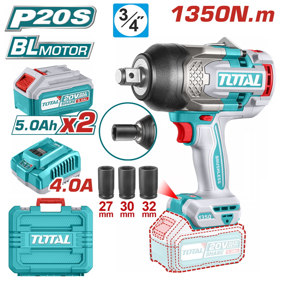 TOTAL Cordless impact wrench (TIWLI20135)