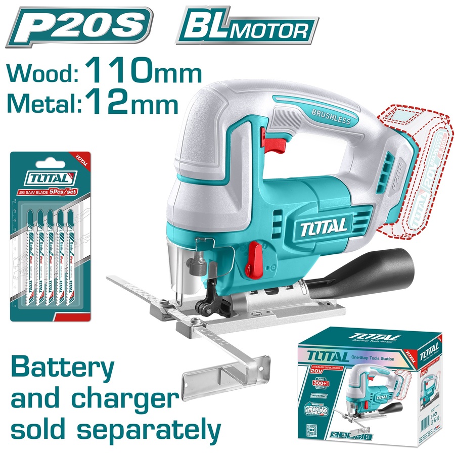 TOTAL ΕΠΑΓΓ. ΣΕΓΑ ΜΠΑΤ. Li-ion 20V ΧΩΡΙΣ ΜΠΑΤΑΡΙΑ & ΦΟΡΤΙΣΤΗ (TJSLI1008)