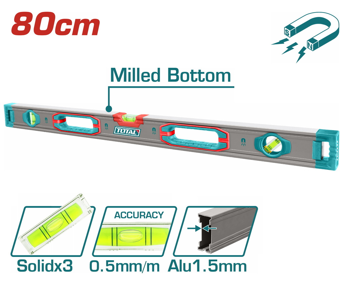 TOTAL Spirit level with powerful magnets (TMT28028M)