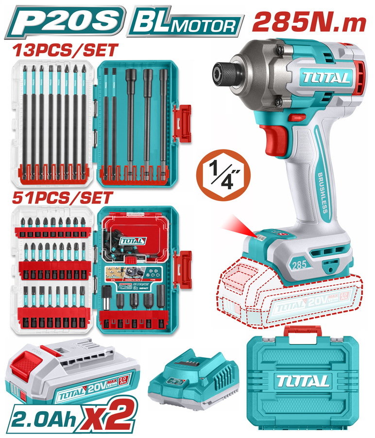 TOTAL Cordless impact driver (TOSLI250784E)